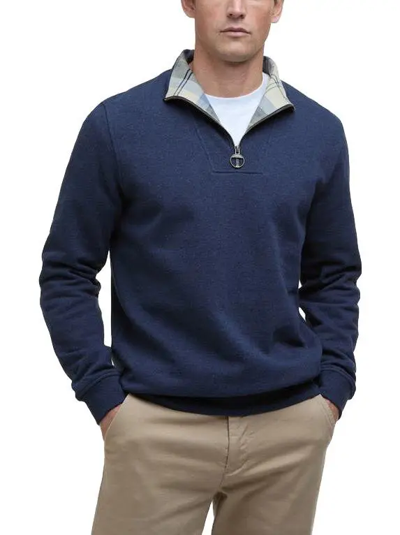 Barbour Nelson Cotton Half Zip Sweatshirt - Navy Marl