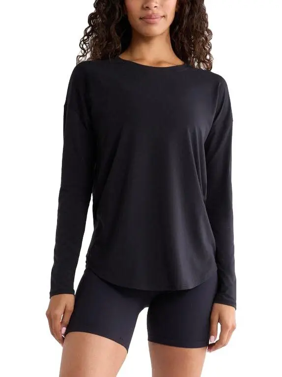 Zella Breathe Long Sleeve Performance T-shirt - Black