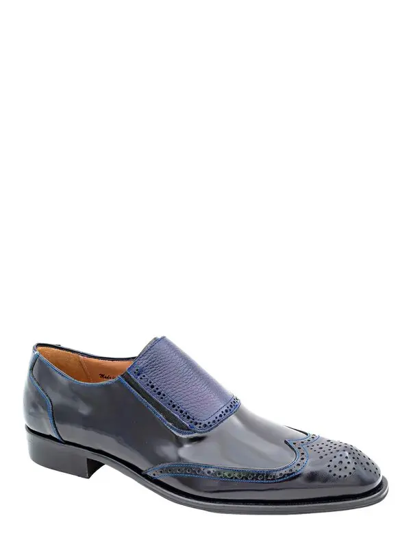 Mezlan Wingtip Slip-on Shoes With Elastic Goring - Blue