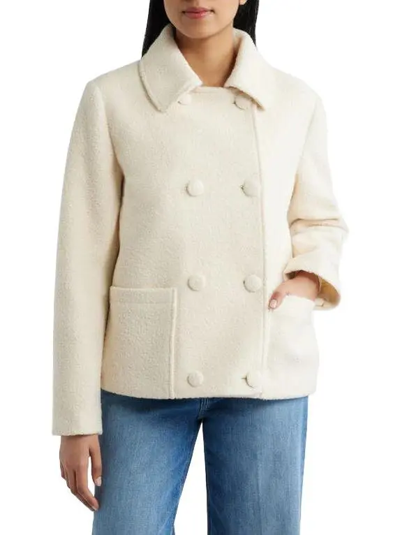 Bernardo Short Bouclé Coat - Cream
