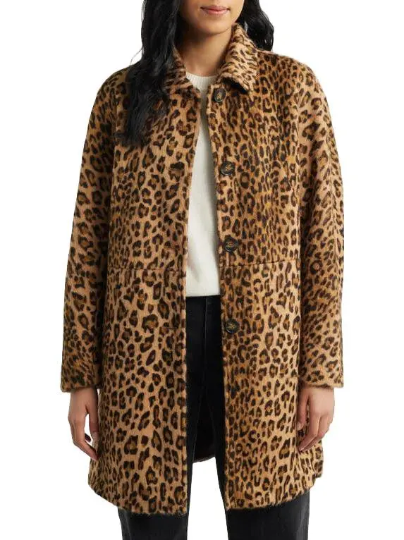 Bernardo Long Print Coat - Leopard