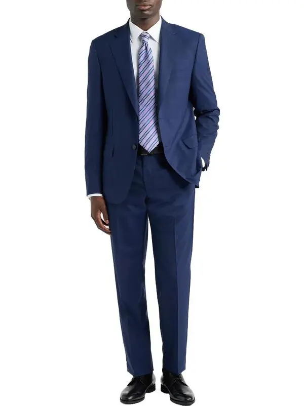 HERITAGE GOLD Solid Zegna Wool Suit - Blue