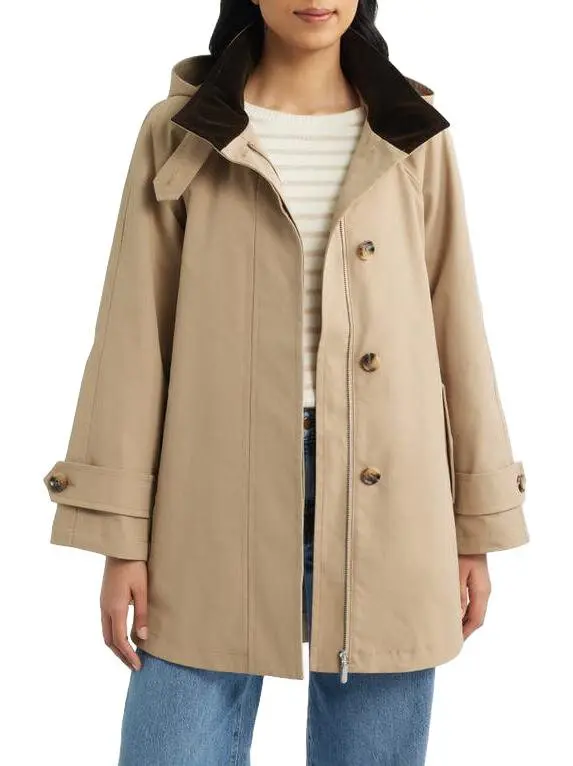 Sam Edelman Swing Jacket With Attached Hood - Sand