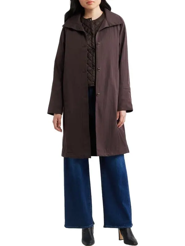 Bernardo Raincoat With Removable Quilted Vest - Chocolate