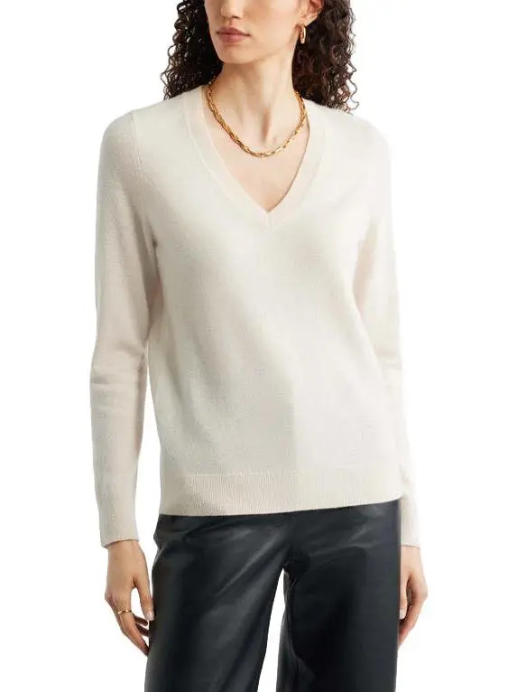 Nordstrom V-neck Cashmere Sweater - Beige Beach