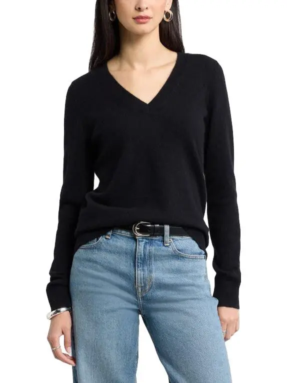 Nordstrom V-neck Cashmere Sweater - Black Rock