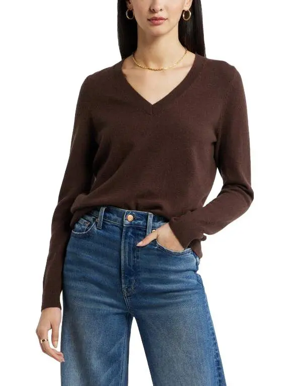 Nordstrom V-neck Cashmere Sweater - Brown Mole