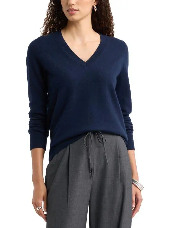 Nordstrom V-neck Cashmere Sweater - Navy Night