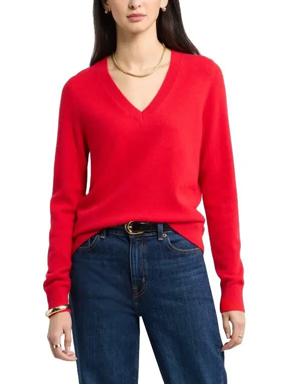Nordstrom V-neck Cashmere Sweater - Red Celebration