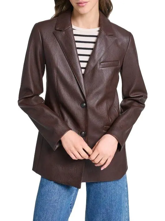 LEVI'S Faux Leather Blazer - Dark Brown