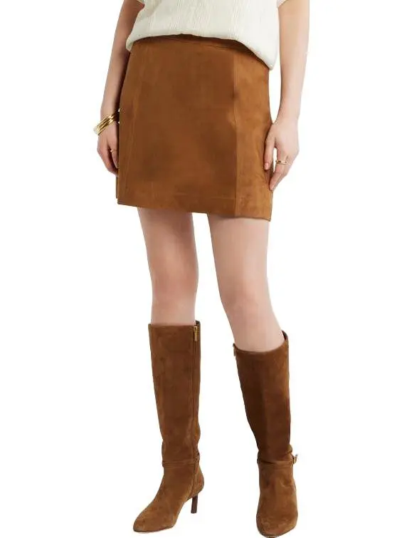 Treasure & Bond Suede A-line Skirt - Tan