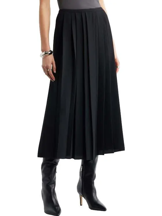 Nordstrom Pleated Midi Skirt - Black