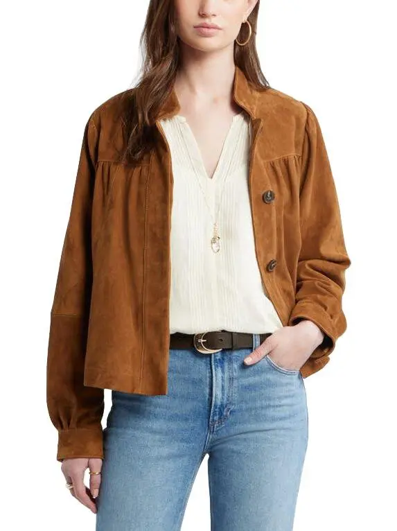 Treasure & Bond Suede Balloon Sleeve Jacket - Tan