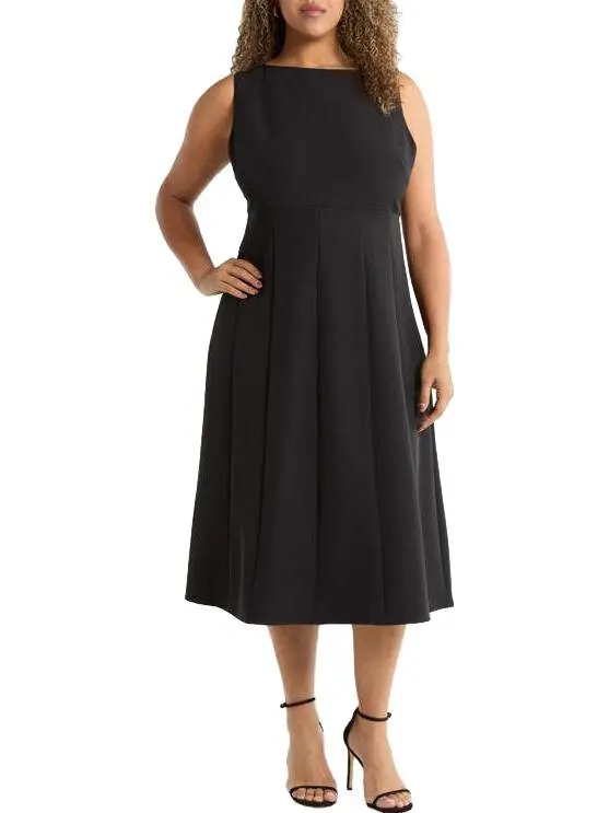 Chelsea28 Bateau Neck Midi Dress - Black