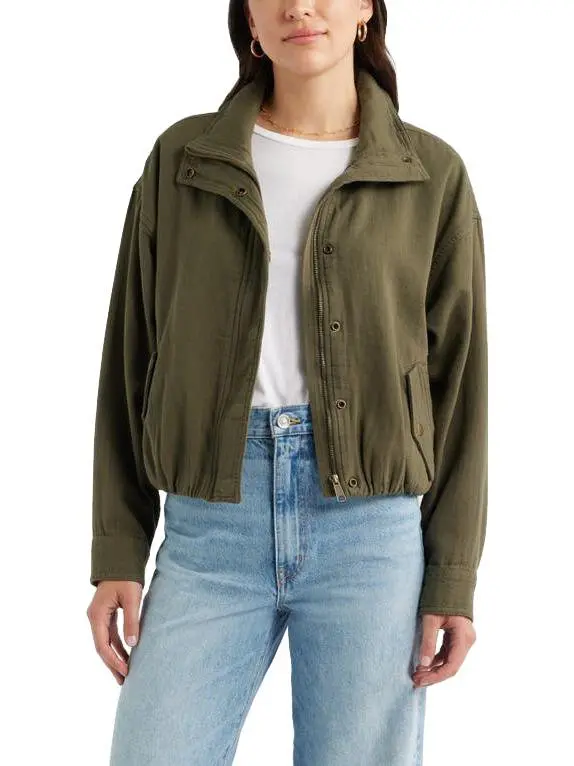 Caslon Bubble Hem Cotton Twill Jacket - Olive Sarma