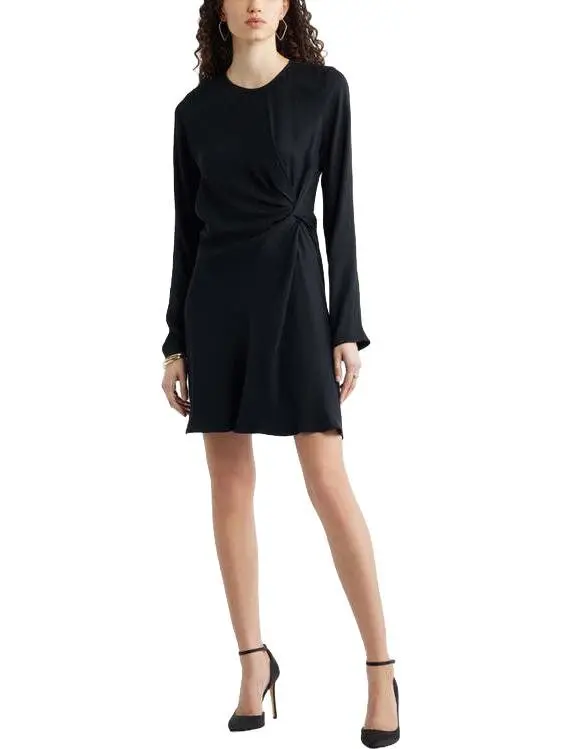 Nordstrom Side Twist Long Sleeve Mini Dress - Black