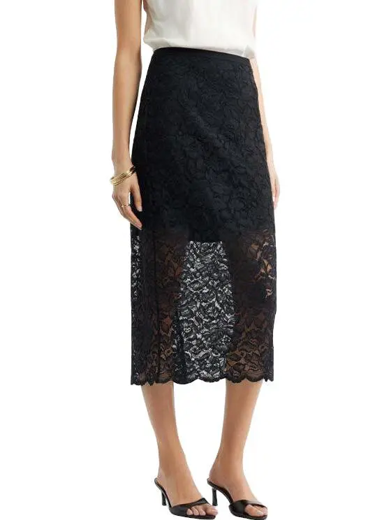 Nordstrom Lace Midi Skirt - Black
