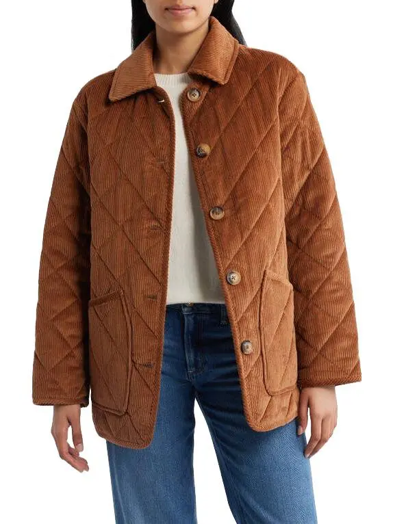 Bernardo Quilted Corduroy Jacket - Cognac