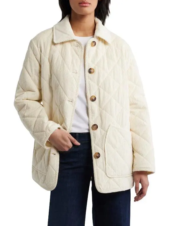 Bernardo Quilted Corduroy Jacket - Cream
