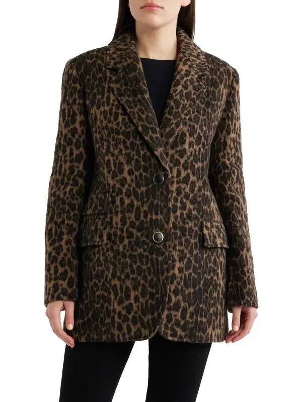 CECE DUPRAZ Print Wool Blend Blazer - Leopard