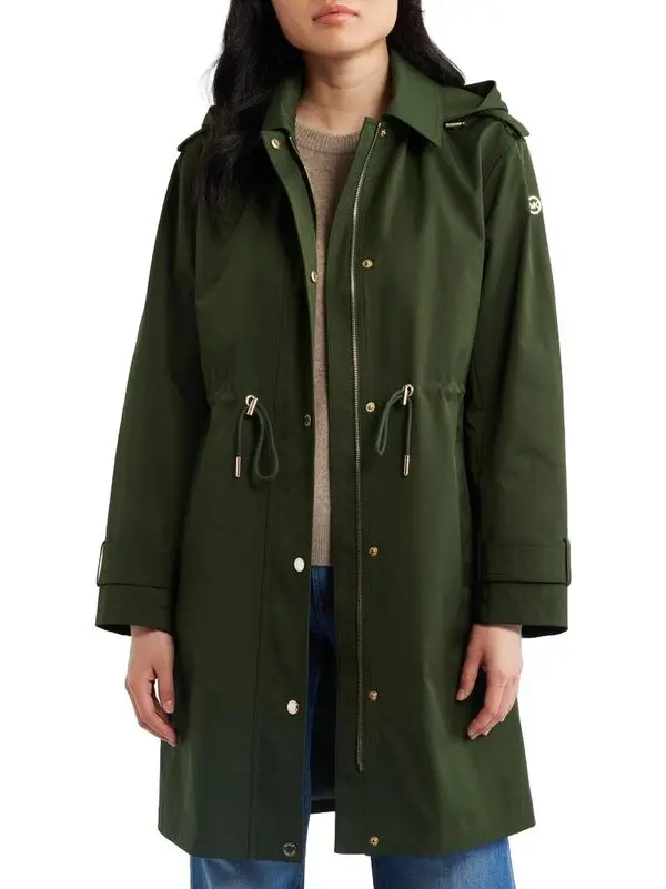 Michael Kors Hooded Trench Coat - Dark Moss