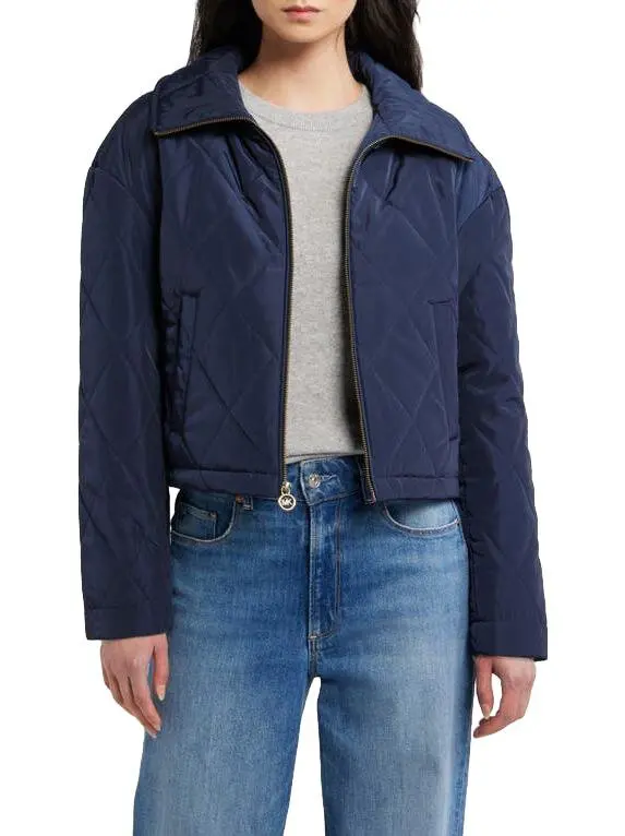 Michael Kors Quilted Spread Collar Jacket - Midnight