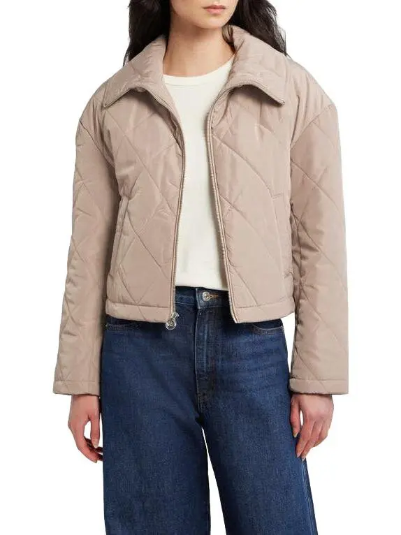 Michael Kors Quilted Spread Collar Jacket - Taupe