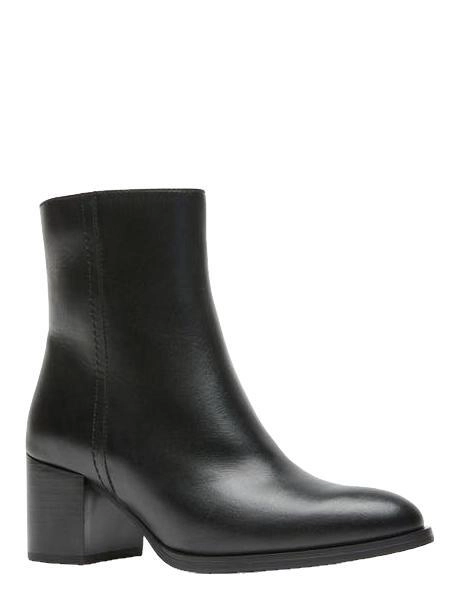 La Canadienne Wisdom Bootie With Stacked Heel - Black Leather
