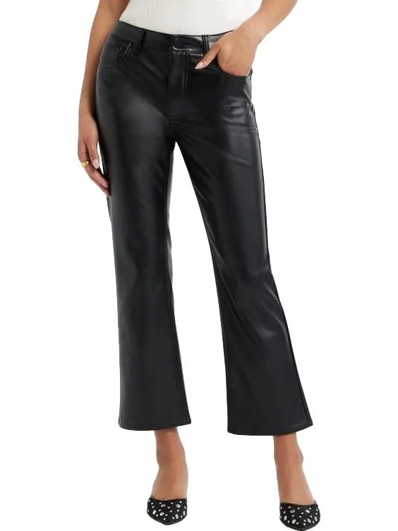 OPEN EDIT Faux Leather Kick Flare Pants - Black