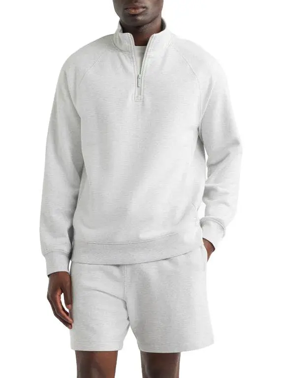 Zella Cotton French Terry Quarter Zip Sweatshirt - Grey Lunar Heather