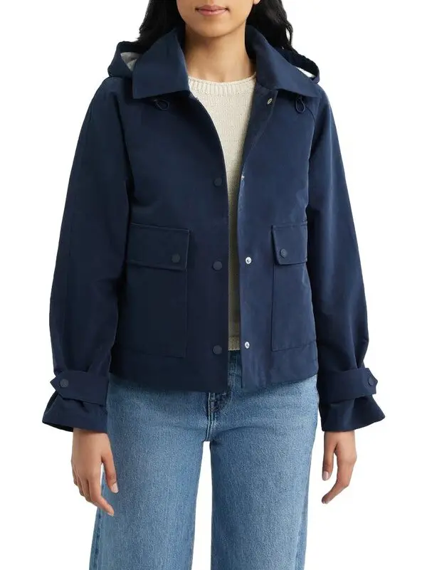 Bernardo Hooded Raincoat - Navy