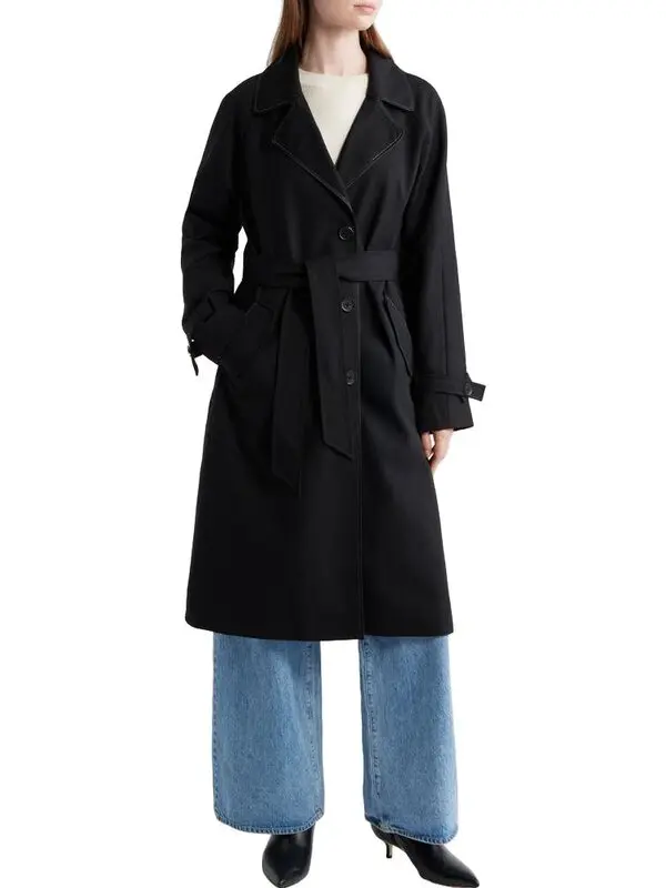 Via Spiga Stretch Gabardine Trench Coat - Black