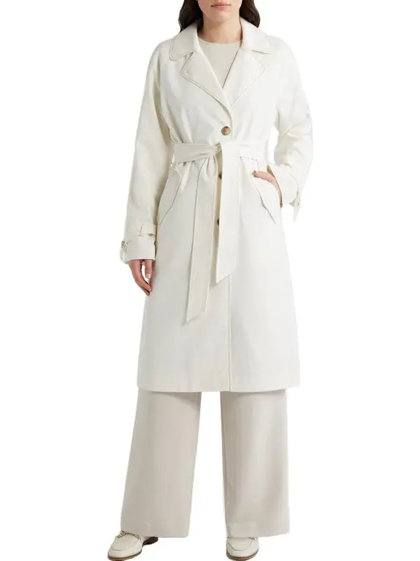 Via Spiga Stretch Gabardine Trench Coat - Cream