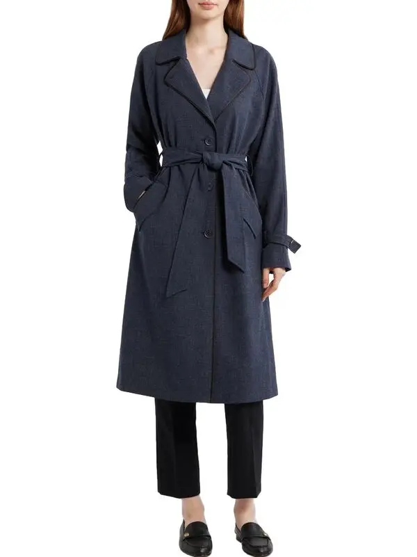 Via Spiga Stretch Gabardine Trench Coat - Navy