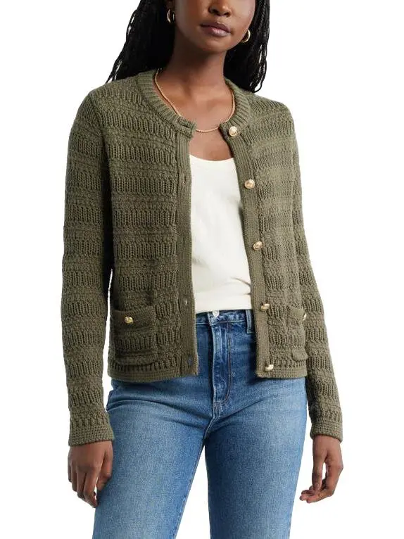 Caslon Textured Cotton Cardigan - Olive Sarma