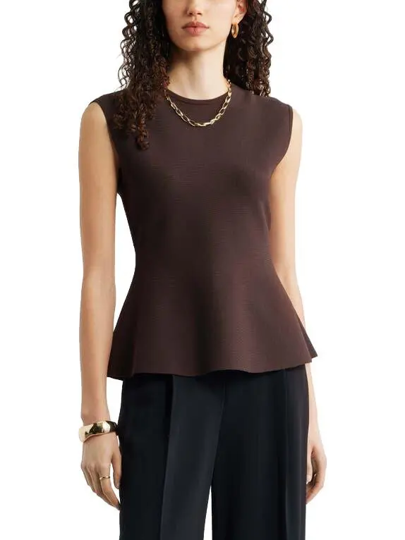 Nordstrom Sleeveless Peplum Sweater - Brown Coffee