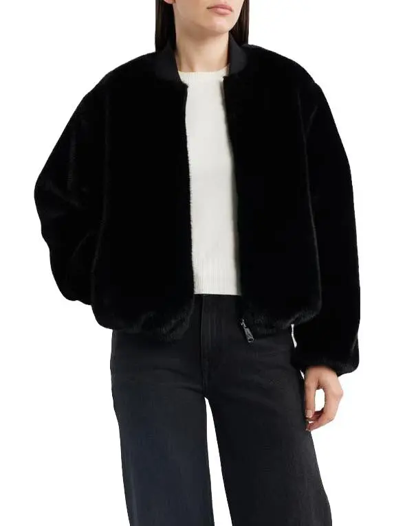 Sam Edelman Reversible Faux Fur Bomber Jacket - Black