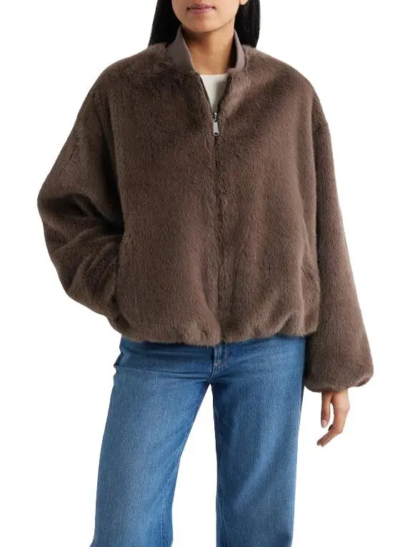 Sam Edelman Reversible Faux Fur Bomber Jacket - Mink