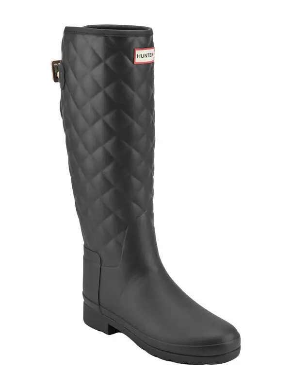 Hunter Refined Quilted Tall Rain Boots - Black