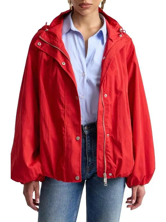 Avec Les Filles Balloon Hem Hooded Windbreaker Jacket - Cadmium