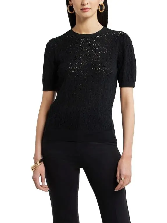 Nordstrom Pointelle Crewneck Sweater - Black