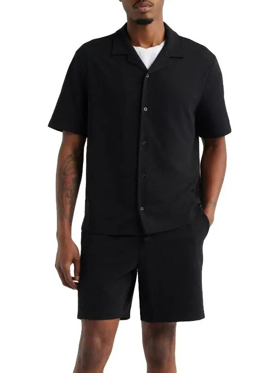 OPEN EDIT Knit Camp Shirt - Black