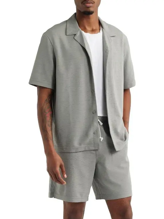 OPEN EDIT Knit Camp Shirt - Grey Fossil