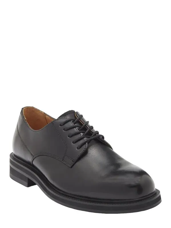 OPEN EDIT Bowery Lace-up Derby With Stacked Heel And Textured Sole - Black