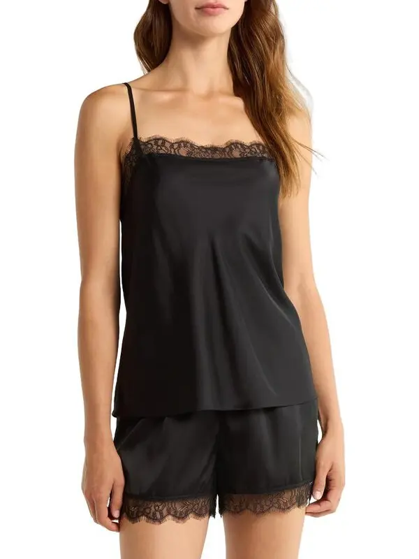 Nordstrom Scalloped Lace Trim Square Neck Camisole - Black