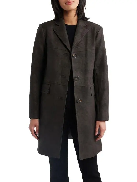 Sam Edelman Faux Leather Coat - Dark Brown