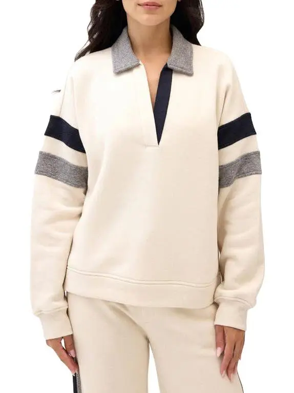 THREADS 4 THOUGHT Colorblock Fleece Sweatshirt - Tapioca/heather Grey