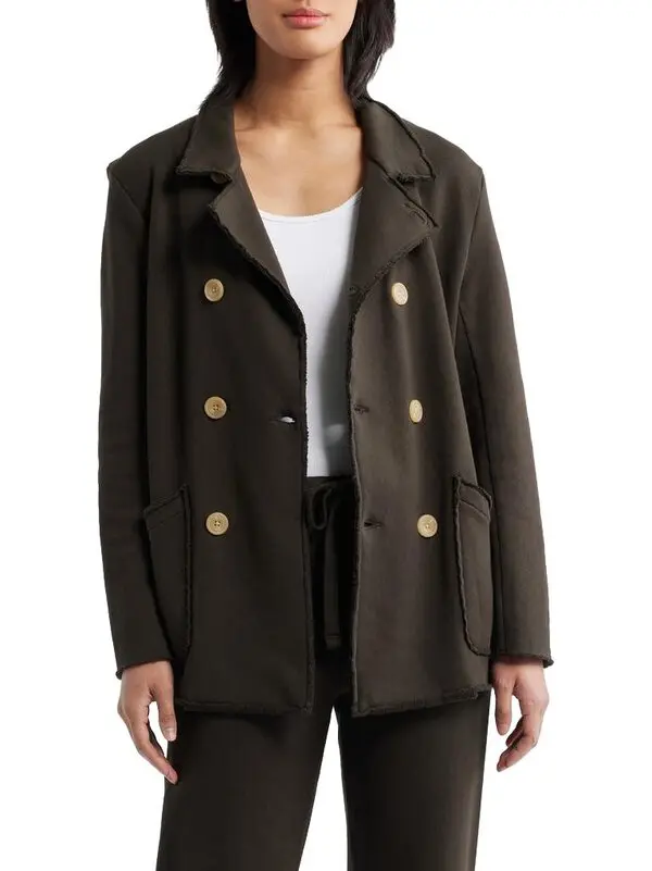 Frank & Eileen Belfast Peacoat In Cotton Fleece - Forest