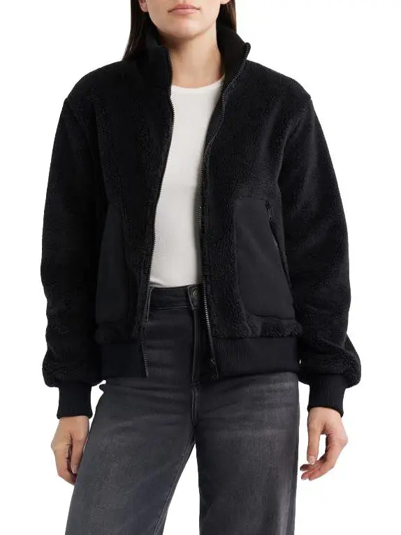 Bernardo Fleece Bomber Jacket - Black