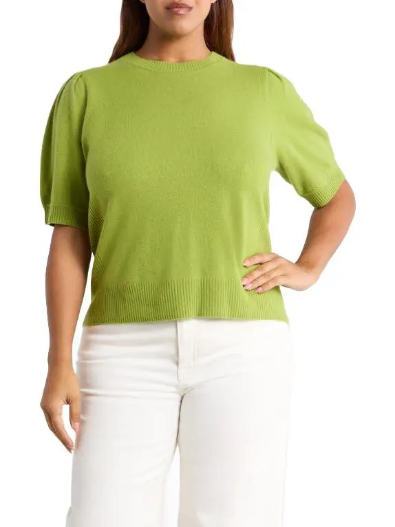 Caslon Puff Sleeve Wool & Cashmere Sweater - Olive Bean